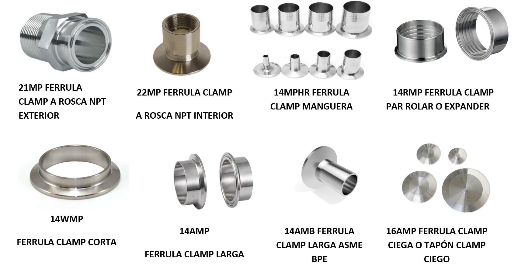 Ferrulas clamp 32676 DIN Sanitarias DN25 DN32 DN40 DN50 DN65 DN80 DN100 ...